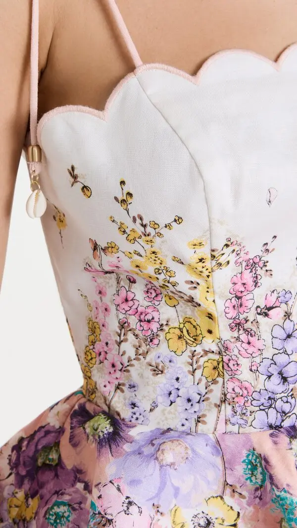 Zimmermann Jude Scallop Floral Print Top In Peach Gradient Floral